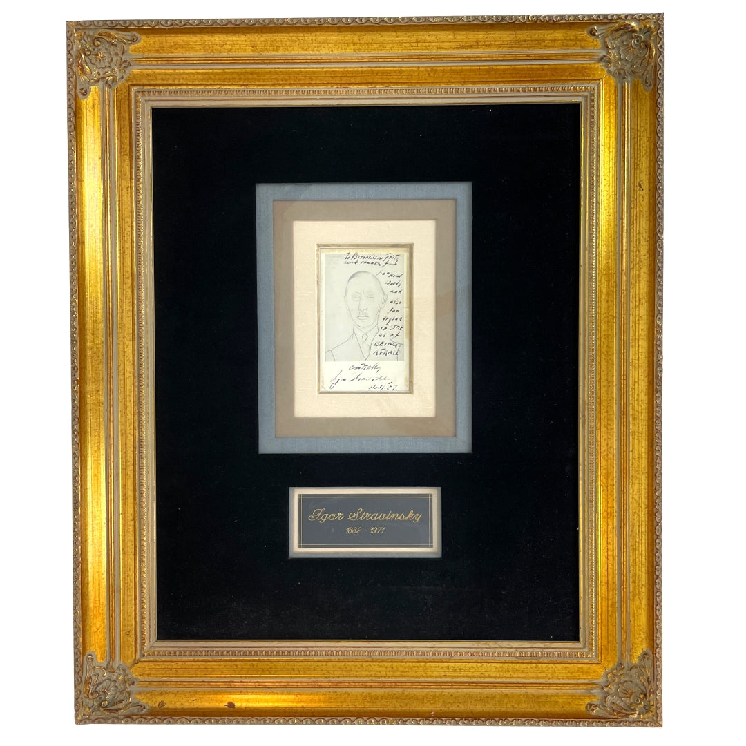 Stravinsky, Igor. (1882-1971) [Picasso, Pablo. (1881-1973)] Signed Rep ...
